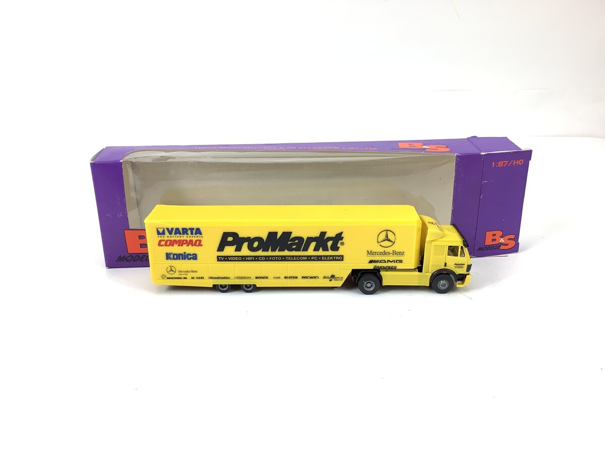 B&S Modelle H0 Modellauto LKW MB Renntransportsattelzug "ProMar