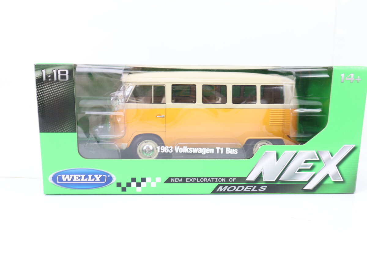 Welly NEX 18054GW Modellauto PKW VW T1 Bus (1963) yellow -cream