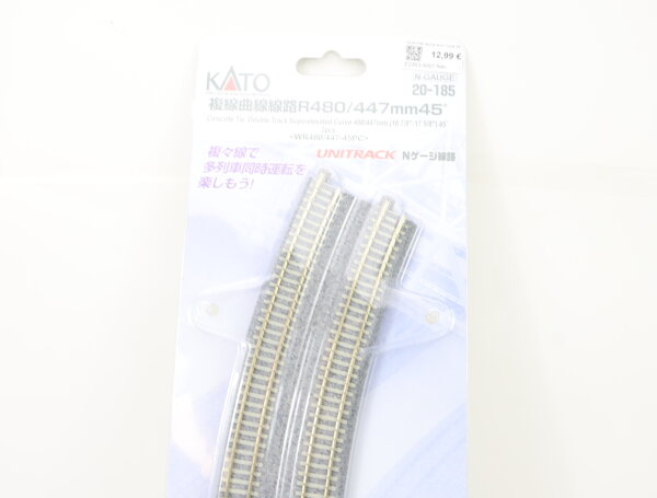 Kato Unitrack N 20-185 R480/447-45 Gleis Doppelgleis gebogen 45° 480m ...