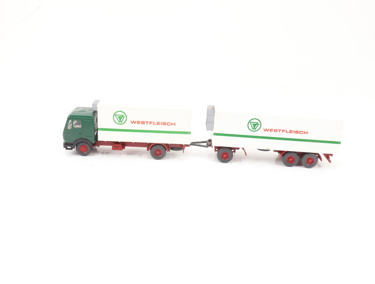 Wiking H0 458/1 Modellfahrzeug LKW MB 1638 Lastzug "Westfleisch