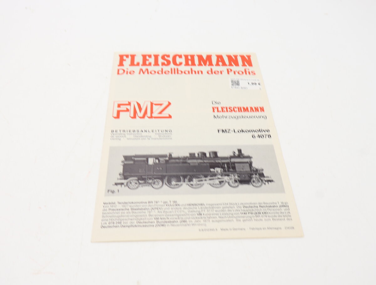 E1641 Fleischmann H0 Betriebsanleitung für FMZ Dampflok 64078