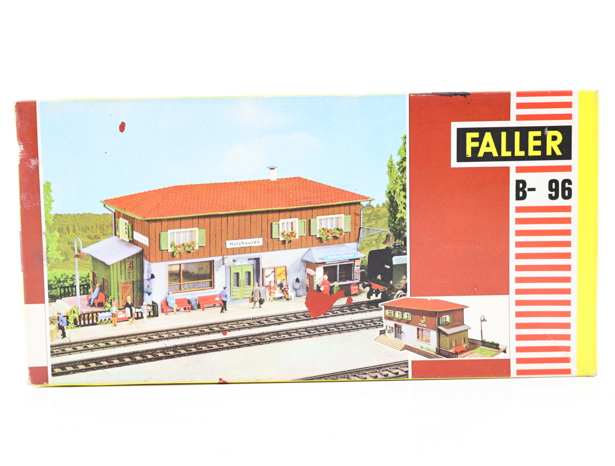 Faller H0 B-96 Gebäude Bausatz Bahnhof "Holzhausen" mit Kiosk, 69,99