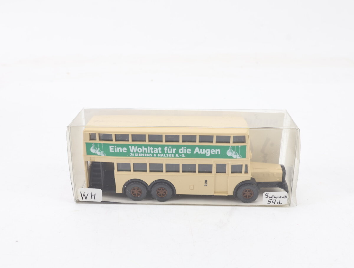 Wiking H0 Modellauto Bus Siemens Werbemodell "Eine Wohltat für die Au ...