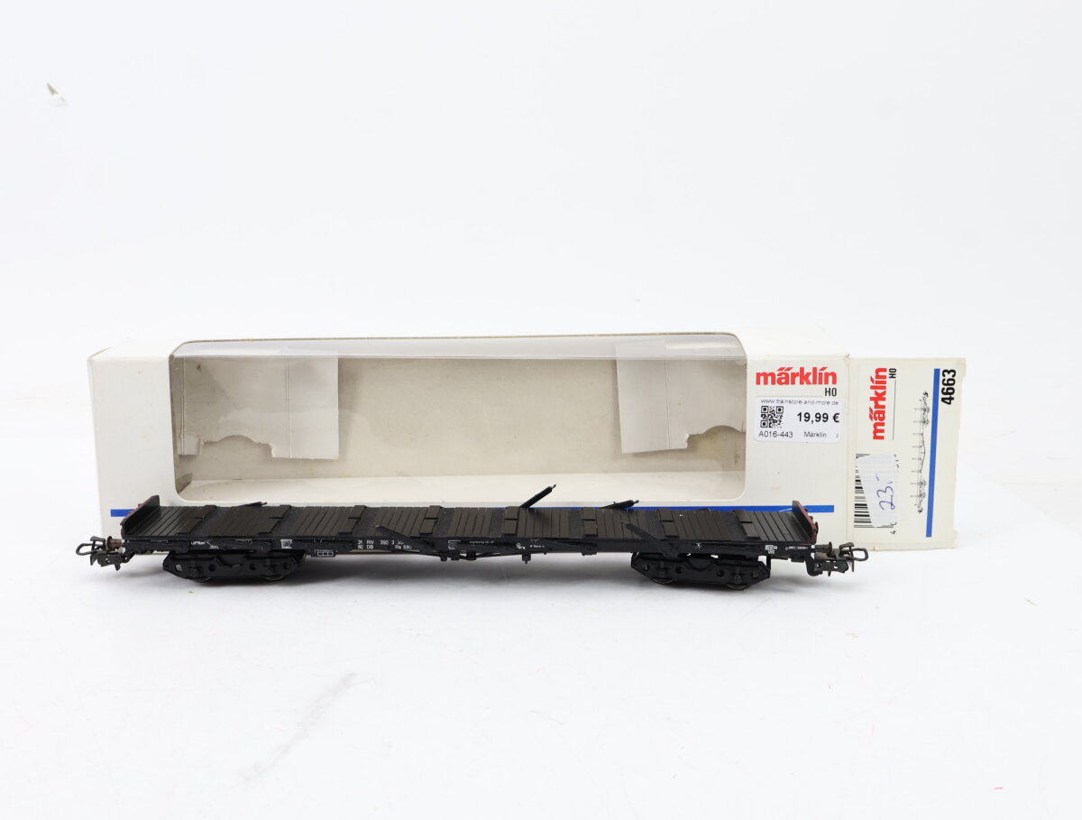 Märklin H0 4663 Güterwagen Flachwagen Rungenwagen schwarz 390 3 357-2 ...