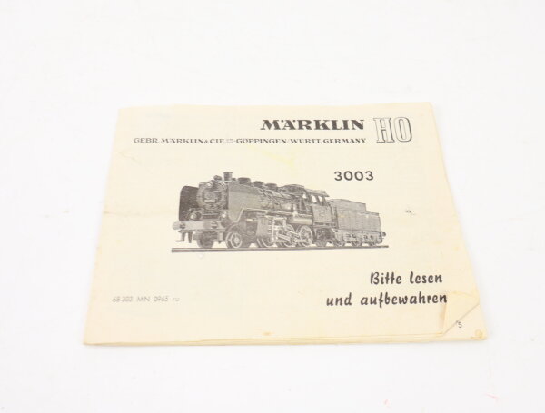 Märklin H0 3003 Beschreibung Anleitung f. Dampflok Schlepptenderlok B, 5,99